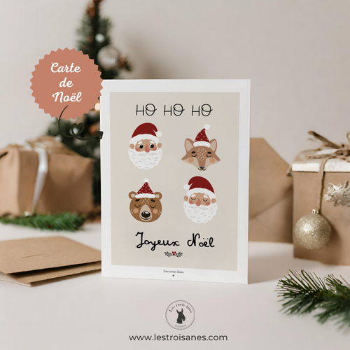 Carte de Noël | les trois anes