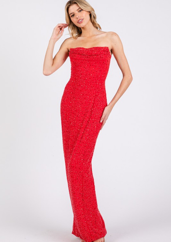 Cowl mesh maxi dress | CABRERA
