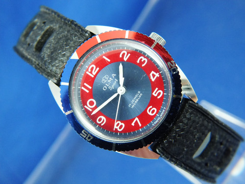 Vintage Olma Diver Swiss Mechanical Watch 1970s NOS 17 Jewel Mid Size ...