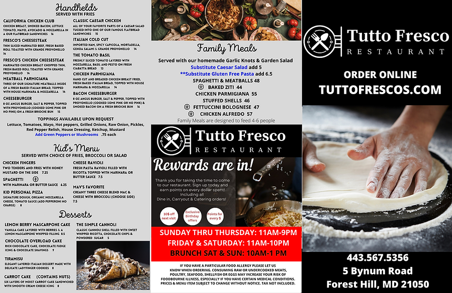 CARRYOUT MENU | Tutto Fresco