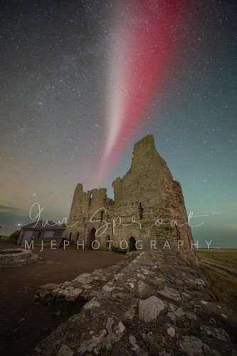 STEVE and SAR above dunstanburgh castle, northern lights and milkyway ...