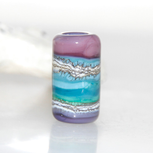 Purple Blue and Green Organic Glass Dread Bead 5.5mm Hole | mysite