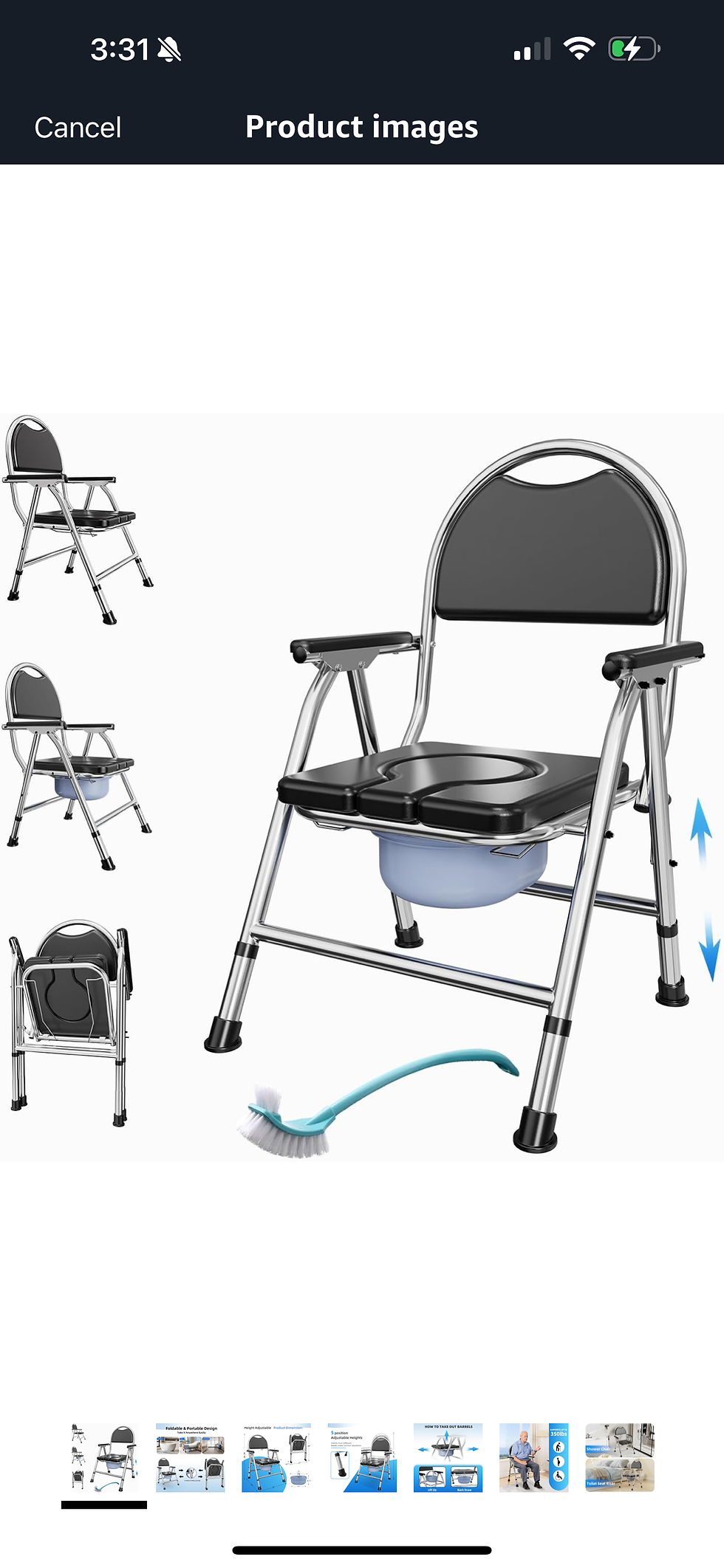 4 in 1 Folding Bedside Commode Chair for Elderly with Arms and Back ...