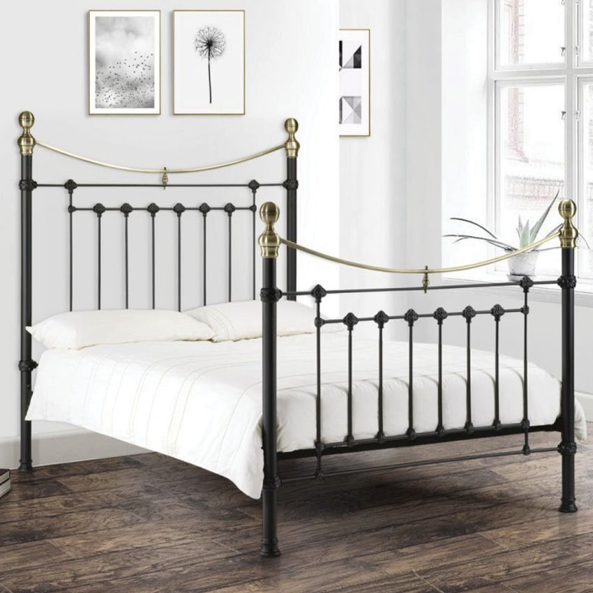 Victoria Bed - Satin Black & Brass | Mattress Mick Carlow