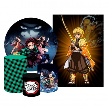 Demon Slayer Round + One Side Backdrop + Cylinders Kit | Cali Backdrop