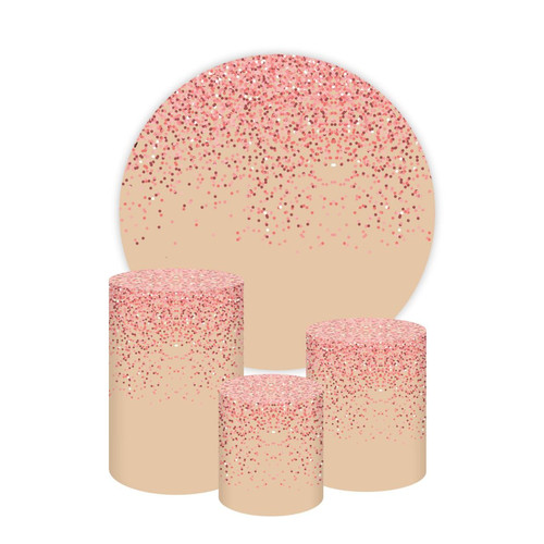 Tan/ Rose Gold Glitter Themed Round Backdrop and Cylinders Kit | Cali ...