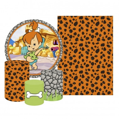 Pebbles Flintstone Round + One Side Backdrop + Cylinders Kit | Cali ...