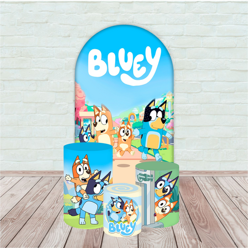 Bluey Arch Cover Backdrop and 3 Cylinder Covers (4 pieces) | SM Backdrop