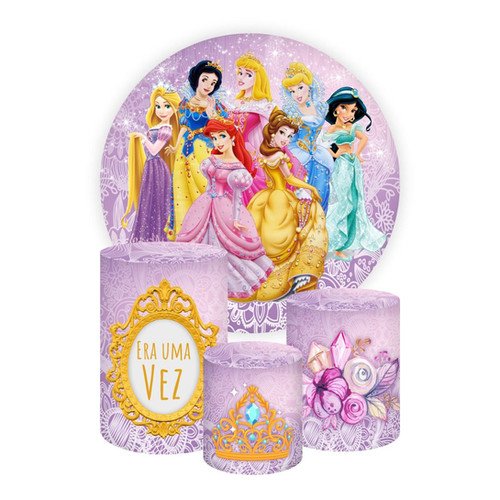 Princess Disney Themed Round Backdrop and Cylinders Kit | Cali Backdrop