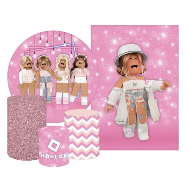 Roblox Round + One Side Backdrop + Cylinders Kit | Cali Backdrop