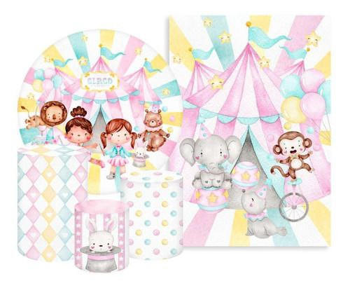 Circus Round + One Side Backdrop + Cylinders Kits | Cali Backdrop