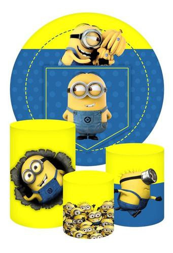 Minions Themed Round Backdrop and Cylinders Kit | Cali Backdrop