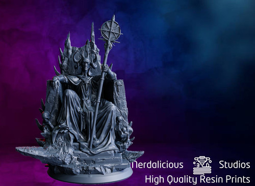 Asmodeus on Throne - 3D Printed Tabletop DnD Miniature | Nerdy's Minis