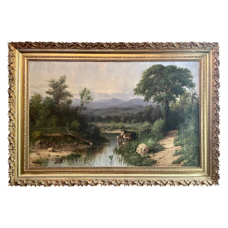 antique-american-oil-on-canvas-landscape-painting-by-george-riecke-1848 ...