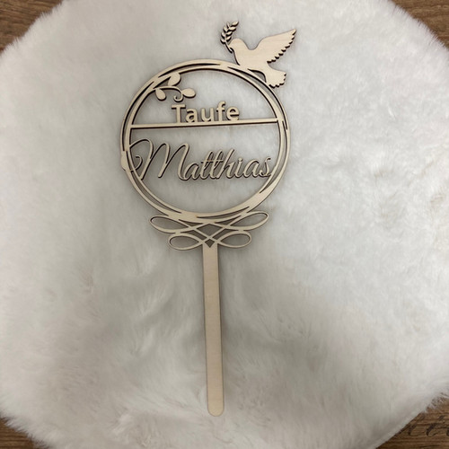 Cake-Topper „Taube Swirl“ – elegante Tortendeko für Taufe & Firmung ...