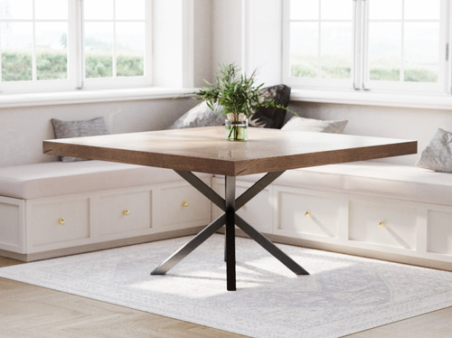 The Artisan | Square Oak Dining Table w/ Steel Pedestal | Richard & Sons | Custom Square Table