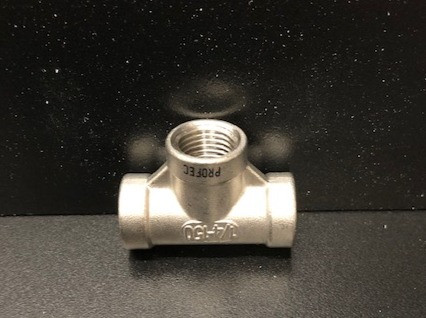 1/4" Stainless steel threaded equal tee | Finch Filtration