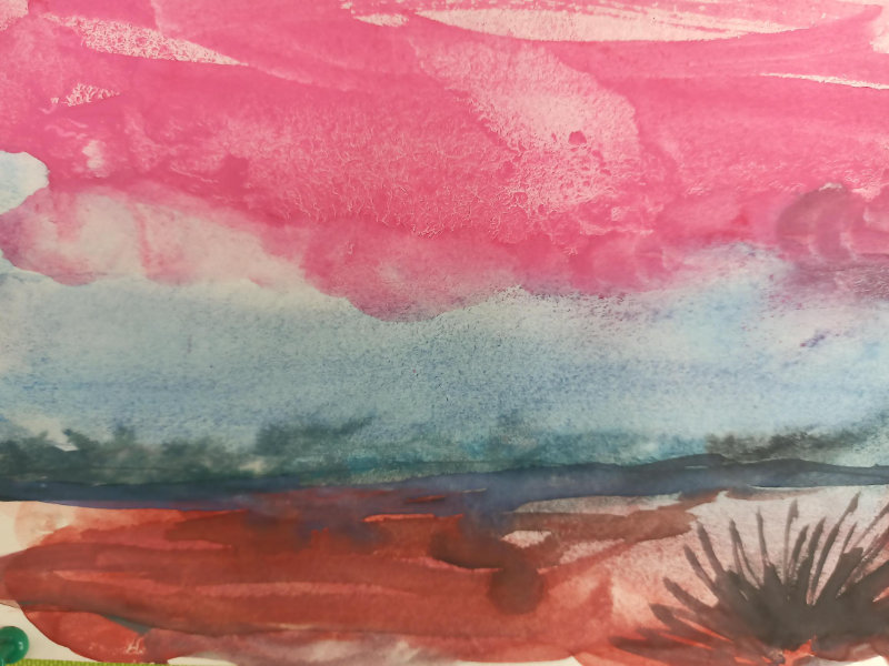 Grade 5E Students Delve into Watercolor Landscape Painting