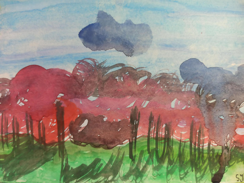 Grade 5E Students Delve into Watercolor Landscape Painting