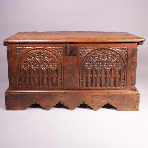 Massive Late 15th Century Gothic Coffer in Oak and Elm | Wakelin & Linfield