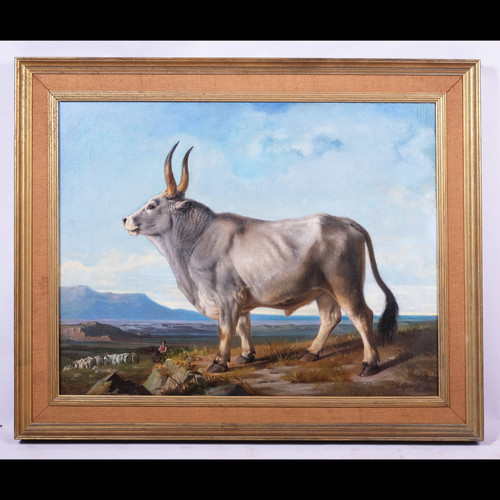 19th Century Oil on Canvas - Tuscan Bull | Wakelin & Linfield