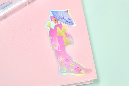 Kimono Sticker (Pink) - Holographic Glossy Vinyl | Momo Kariño