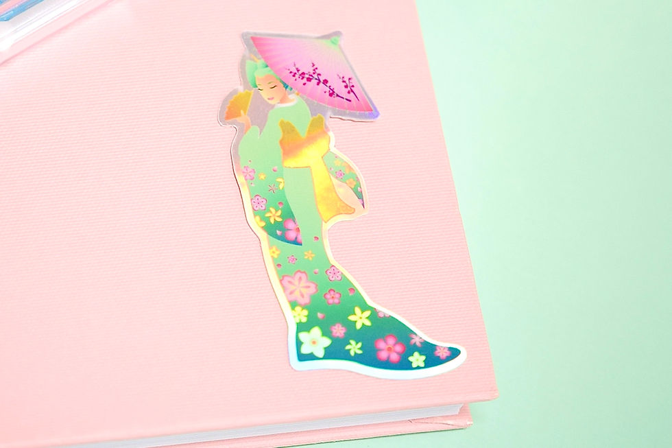 Kimono Sticker (Mint) - Holographic Glossy Vinyl | Momo Kariño