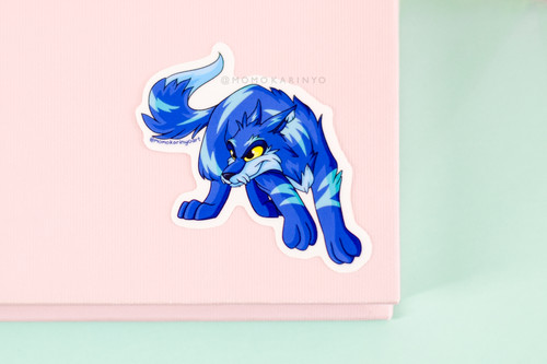 Electric Zoomies! Blue Lupe Vinyl Sticker With Clear Edges | Momo Kariño