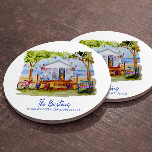 Personalised Static Caravan Ceramic Coaster | Cherished Gift Co