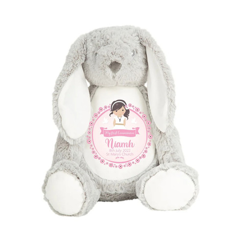 Personalised Holy Communion Grey Bunny | Cherished Gift Co