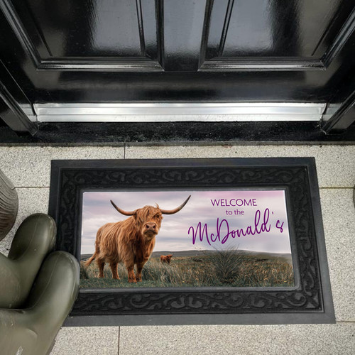 Personalised Highland Cow Doormat | Cherished Gift Co