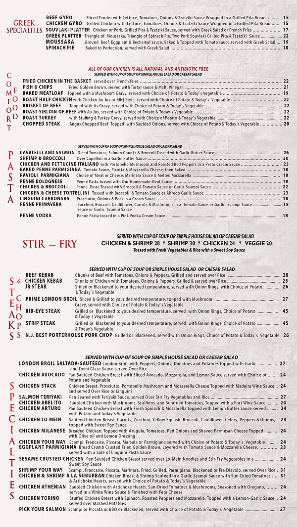 MENUS | Suburban Diner I Paramus NJ