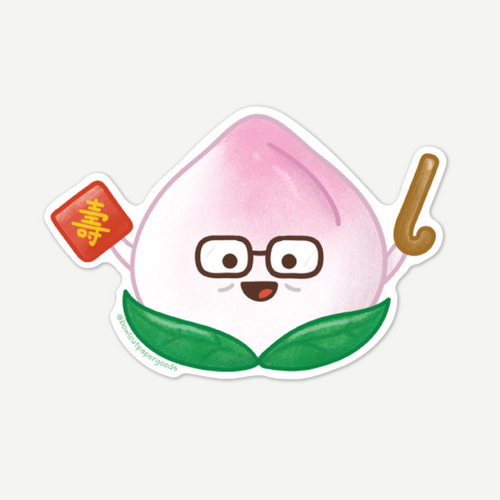 Longevity Peach Bun Sticker | Bowl Cut Paper Goods