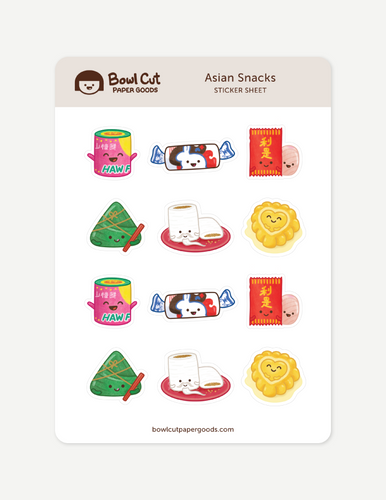 Asian Snacks Sticker Sheet | Bowl Cut Paper Goods
