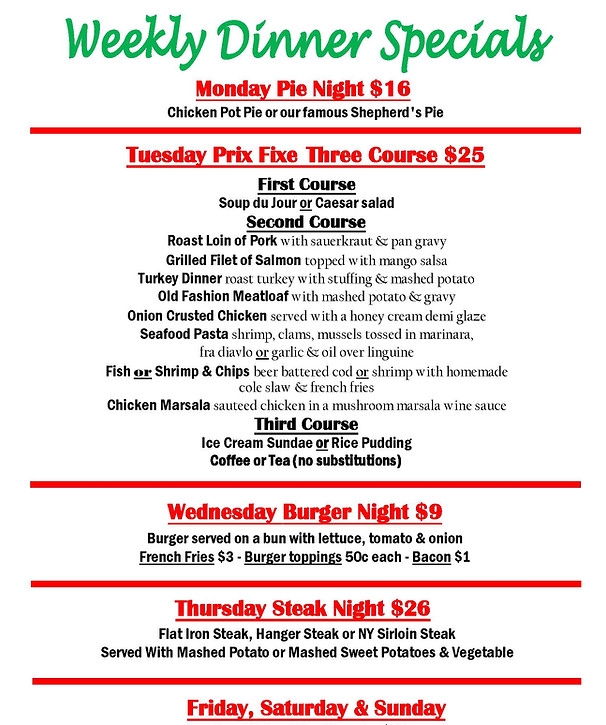 TUESDAY PRIX FIXE MENU | Wantagh Inn | Long Island, NY