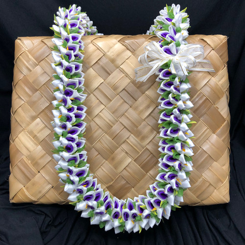 White and Purple Satin Fancy Ribbon Lei | My Site