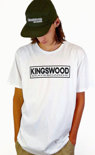 Boxed Logo Skateboard TEE White | Kingswood Skateboards