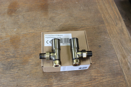 New Milano Pair of Brushed Gold Angled Radiator Valves | J&A Bathroom