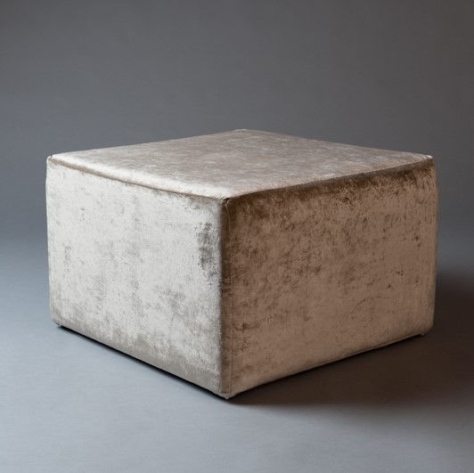 Champagne Velvet Large Square Pouf