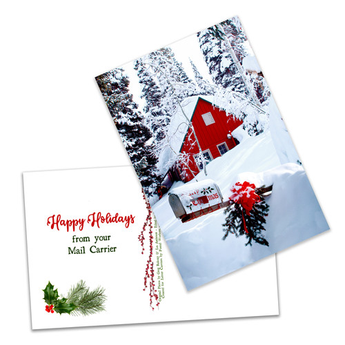 ECONOMY - Happy Holidays Snowy Cabin - Postcards for Mail Carriers - 3. ...