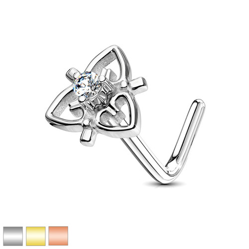 TRIPLE HEART NOSE PIERCING BONE STUD