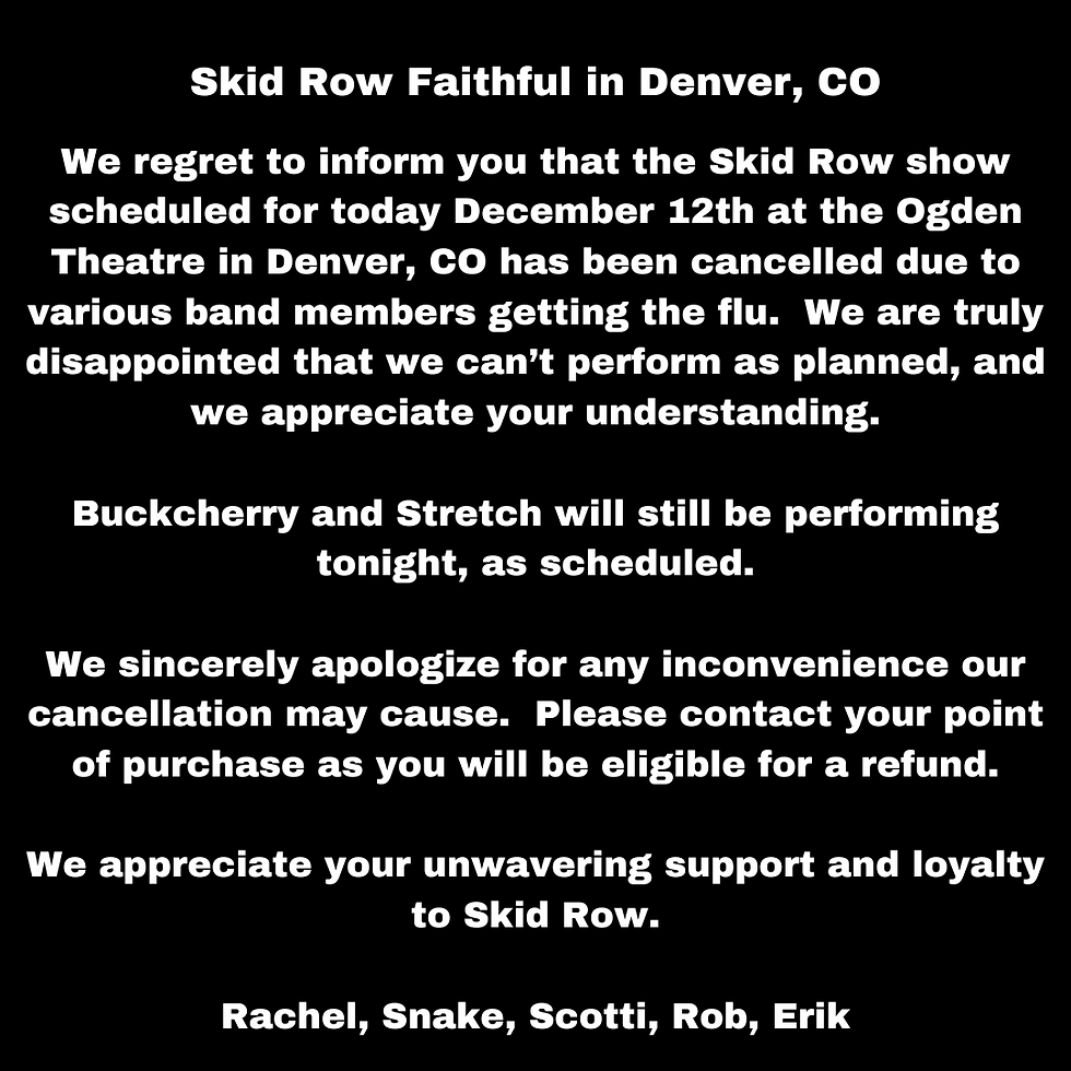 Attention: Skid Row FaithFul Denver, CO