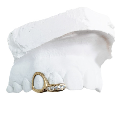 Grillz simple ou open + barre Moissanite ou Zirconium Argenté ou Doré ...