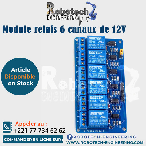 Module relais 6 canaux 12V | Robotech ENGINEERING