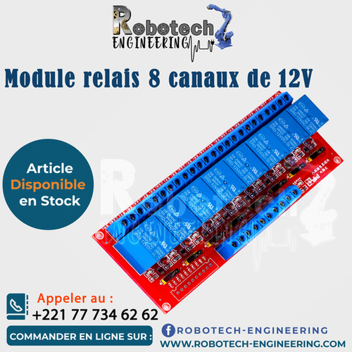 Module relais 8 canaux de 12V | Robotech ENGINEERING