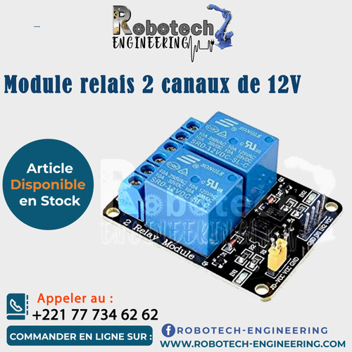 Module relais 2 canaux de 12V | Robotech ENGINEERING