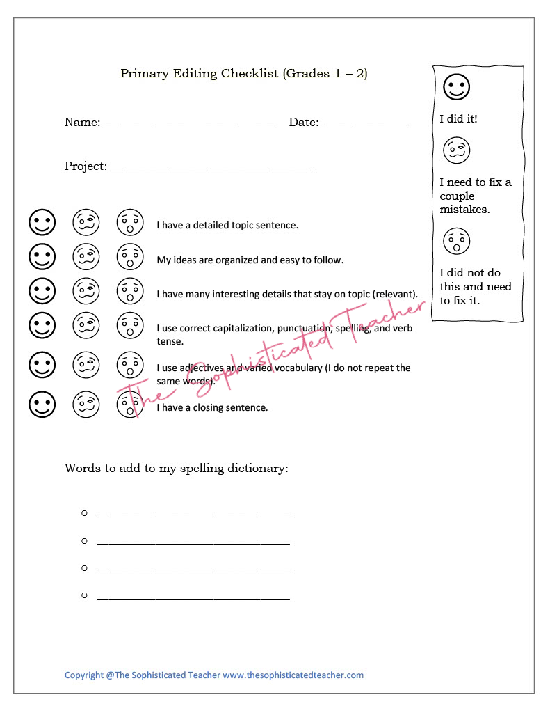 New Writing Rubrics and Checklists