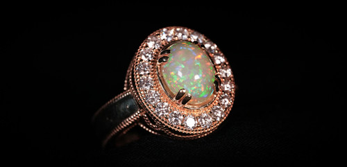 Diamond Encrusted Opal Ring | LUCI