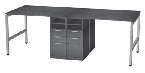 Elements U Leg 4 Station Work Table Single Pedestal w/ Storage 42″x 142 ...