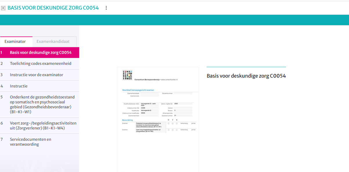 Examens Verzorgende IG - Basis voor deskundige zorg (C0054)